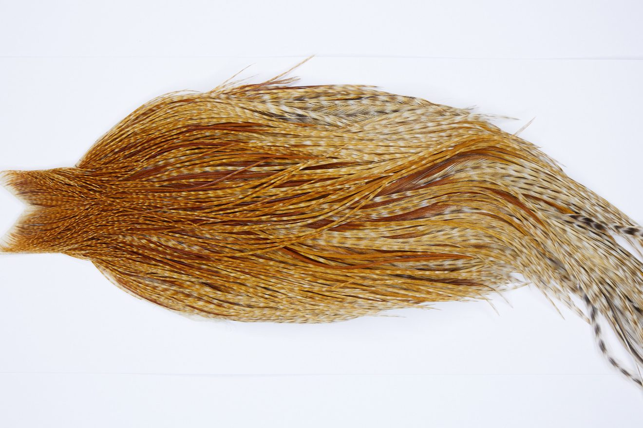 JimsFlyCo Barred Ginger Rooster Capes and Saddles